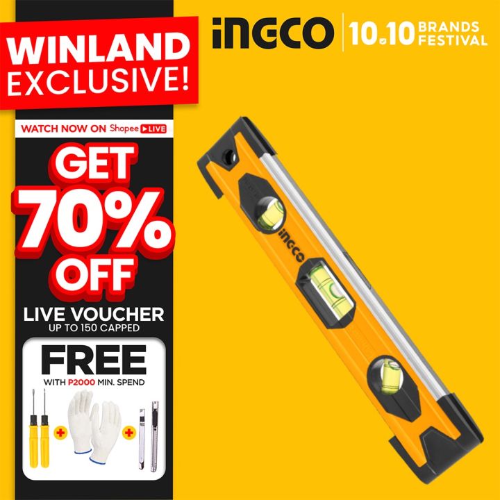 INGCO by Winland Magnetic Mini Spirit Level Bar with Magnet HMSL01030 ING-HT | Lazada PH