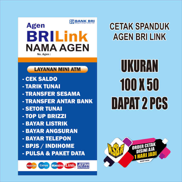 Spanduk / Banner Agen BRI LINK 100 x 50 dapat 2 | Lazada Indonesia