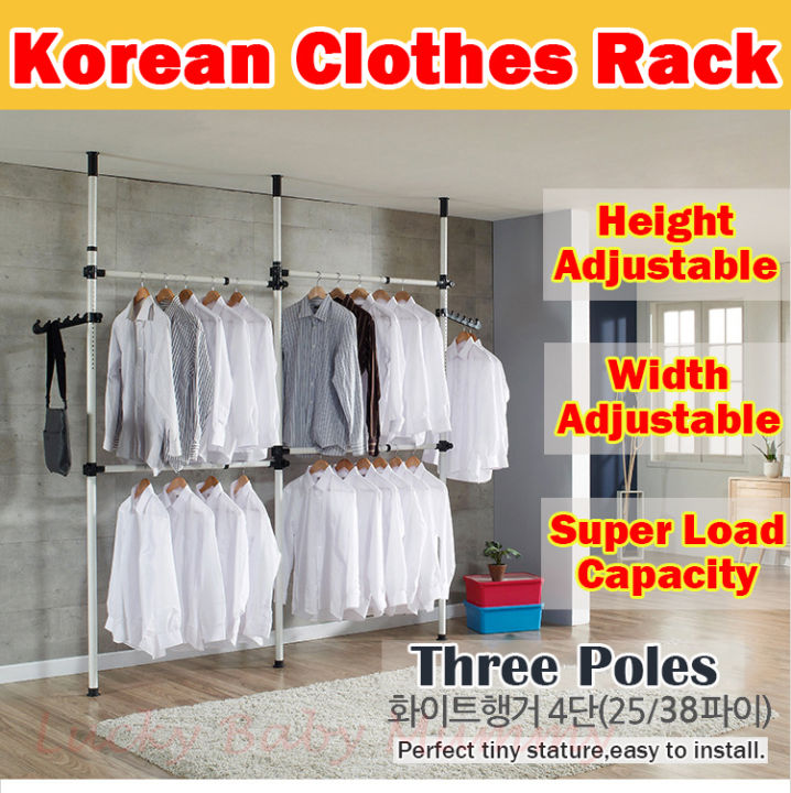 Korean Standing Clothes Rack Space Saving Corner Valet Clothes Rack ...