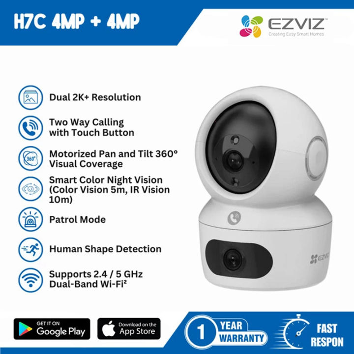 Ezviz H7C 4MP + 4MP Dual 2K+ Smart Wi-Fi Pan & Tilt CCTV Ip Camera | Lazada Indonesia