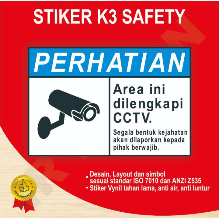 STIKER AREA INI DILENGKAPI CCTV SAFETY SIGN K3 ISO ANSI | Lazada Indonesia