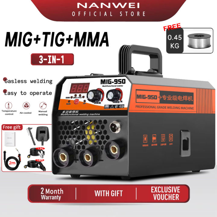 NANWEI Portable Welding Machine MIG/TIG/MMA 3IN1 Gasless Inverter ...