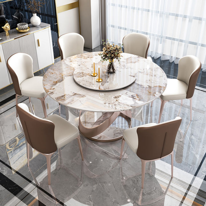 Rock Plate Round Table Household 10 Person Rotary Table Modern Light ...