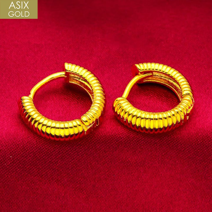 ASIX GOLD Orihinal na 18K Saudi Gold Earrings para sa Babae Fashion ...