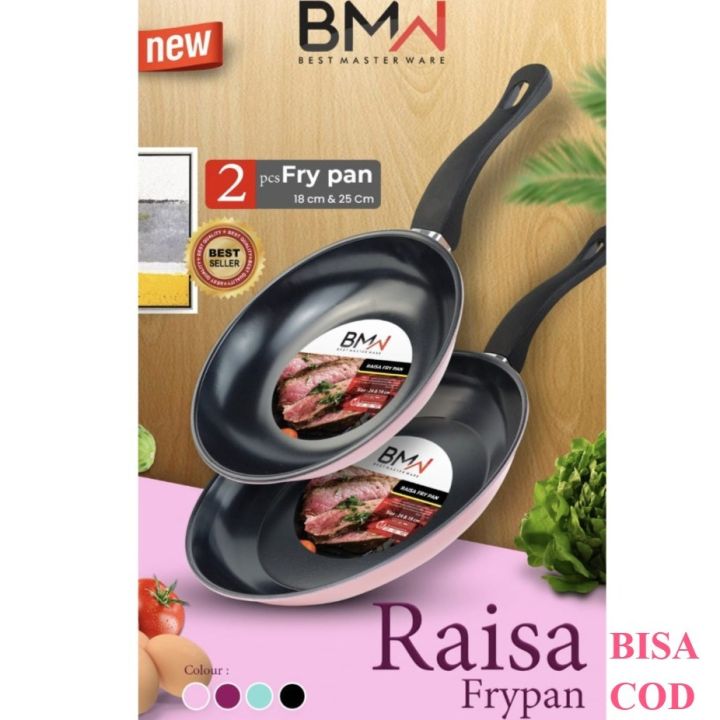 DAPAT 2 PCS TEFLON / Fry Pan Set RAISSANA COLOURSET - FryPan 2 In 1 ...