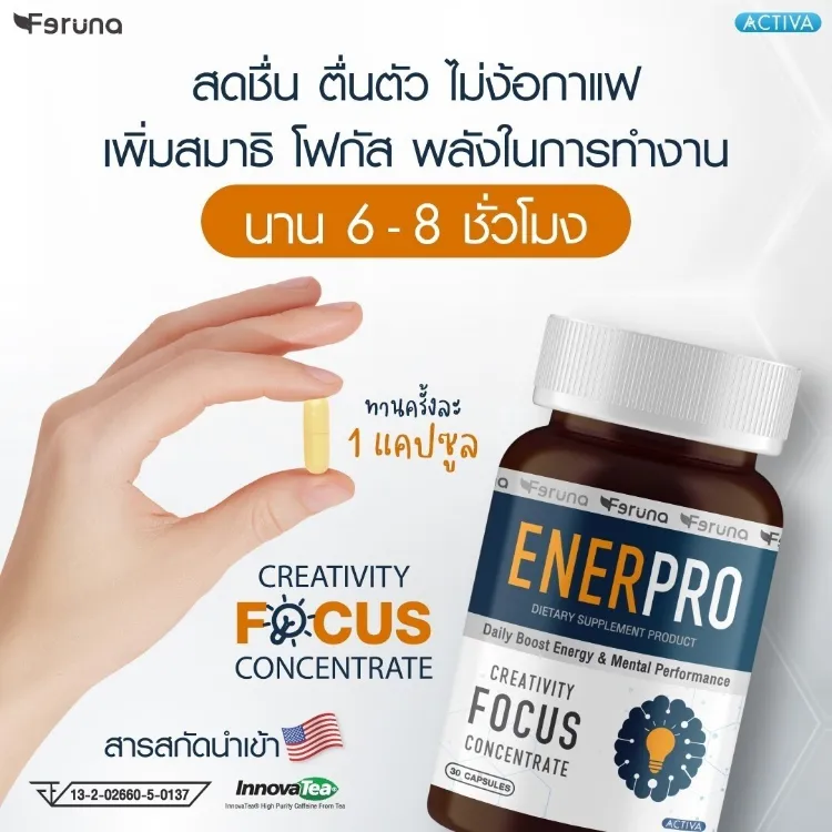 Feruna Enerpro ฟีรูน่า เอนเนอร์โปร อาหารเสริม เพิ่มความจำ สร้างสมาธิ บูสต์พลังให้สมอง : 1 กระปุก ...