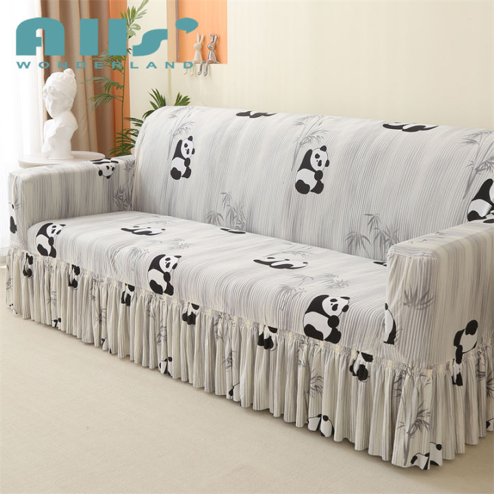 Cute Panda Sofa Cover With Skirt Soft Sofa Couch Cover 1 2 3 4 5 Seater Sofa Seater Cover ...