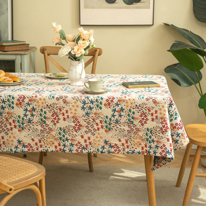 Pastoral Style Colorful Flower Thick Table Cloth Rectangular Tea Table ...