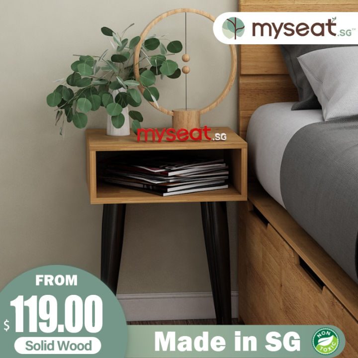 [Bulky] MYSEAT.sg EMMA Solid Wood Bedside Table customisable local ...