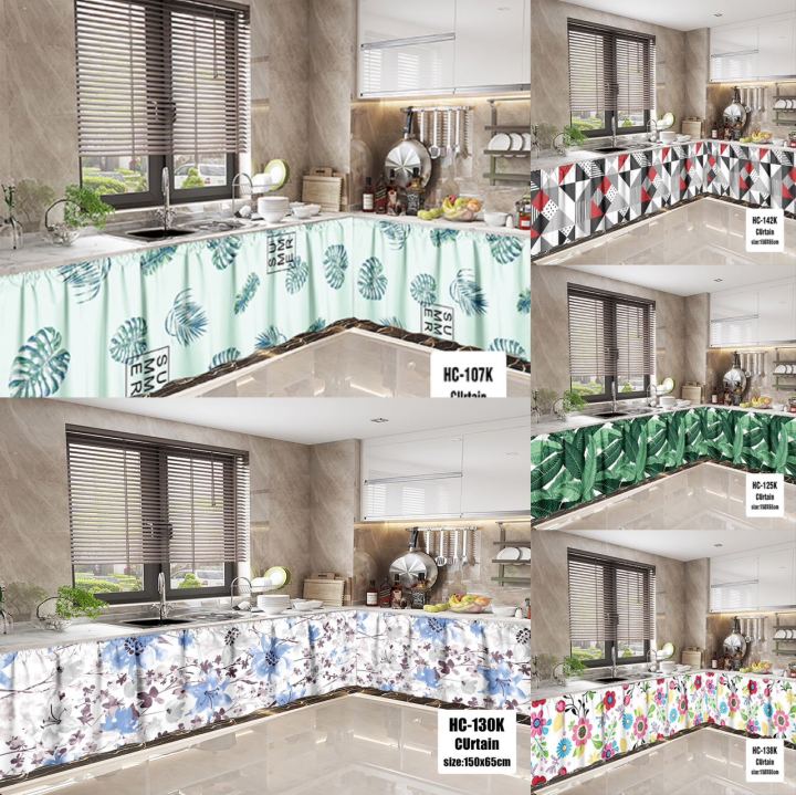 Lababo Kurtina 70x150cm Blue Abstract Kitchen Sink Half Curtains Home ...