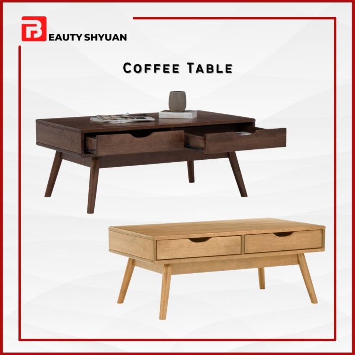 LAMAR Solid Wood Coffee Table Wooden Coffee Table Modern Living Room ...