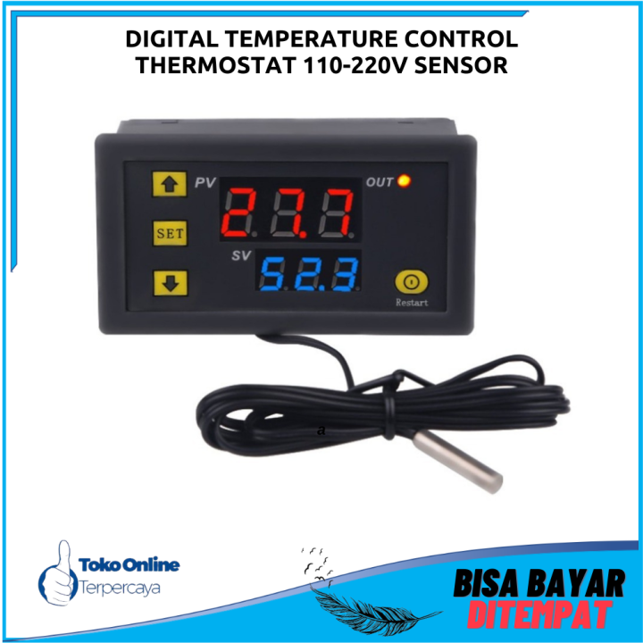 Thermostat Alat Pengatur Suhu Digital Layar LED 110-220V Sensor Kontrol ...