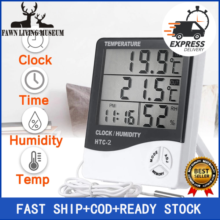 LCD Digital Thermometer Hygrometer Electronic Temperature Humidity Meter Weather Station Clock ...