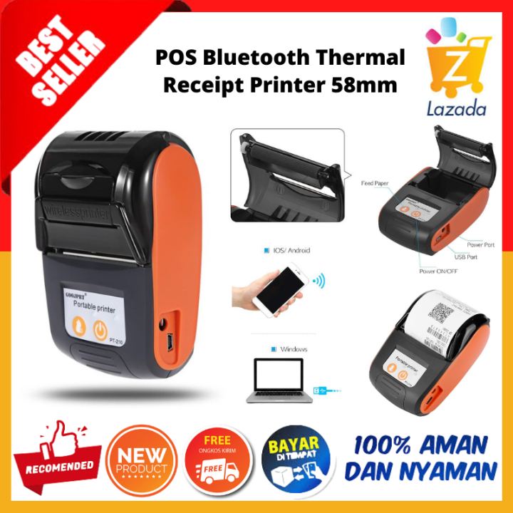 POS Bluetooth Thermal Receipt Printer 58mm Alat print resi Nota Mesin ...