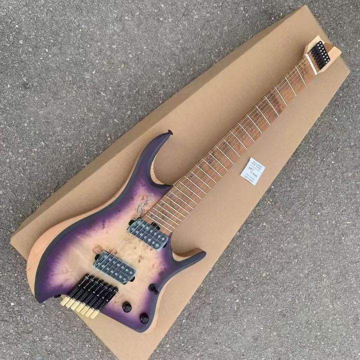 Grote 7 String Headless Fanned Fret Purple Electric Guitar Professional ...