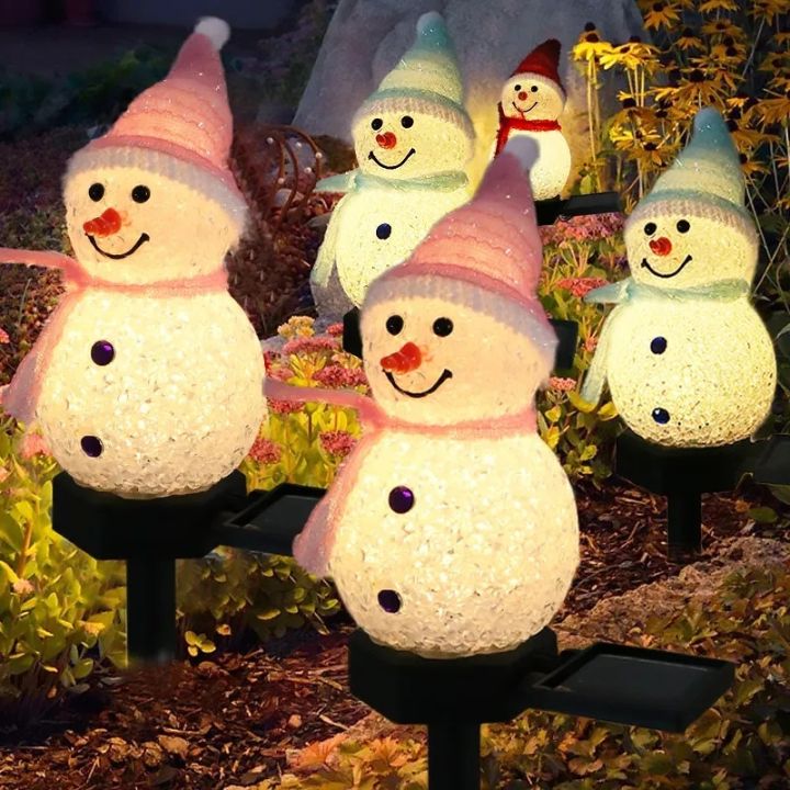 Led Solar Christmas Snowman Lights Outdoor Waterproof Lawn Lamps Garden