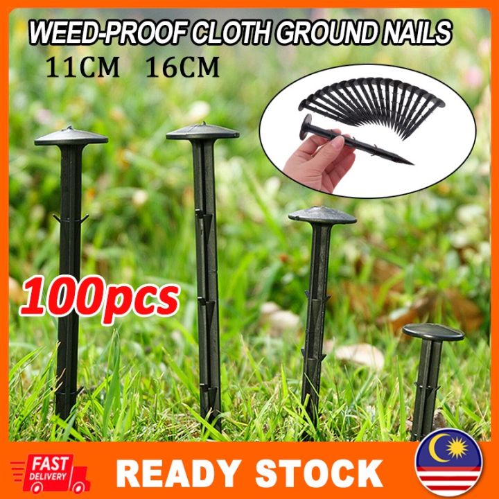 (Ready Stock) 11cm / 16cm Weed Mat Nail Black Plastic Weed-proof Cloth ...