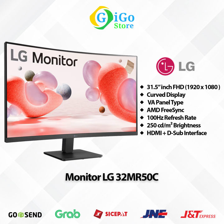 LED Monitor Curved LG 32MR50C VA FHD HDMI D-Sub 100Hz Komputer Laptop ...