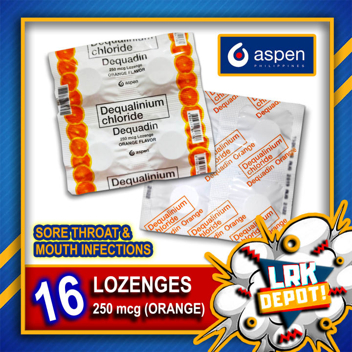 Dequadin Lozenge 250 mcg Orange Flavor 16s (16 lozenges in foil) for ...