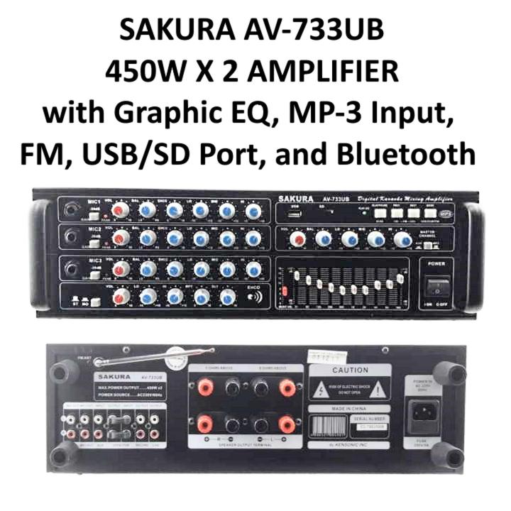 Sakura AV-733UB 450W X 2 Karaoke Amplifier with USB, SD, FM, Bluetooth and Equalizer | Lazada PH