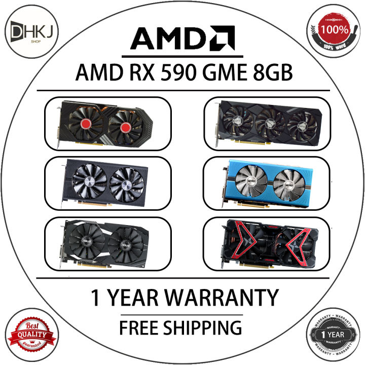 AMD Radeon RX 590 GME 8GB Graphics Cards 2304sp GDDR5 256bit Gaming ...