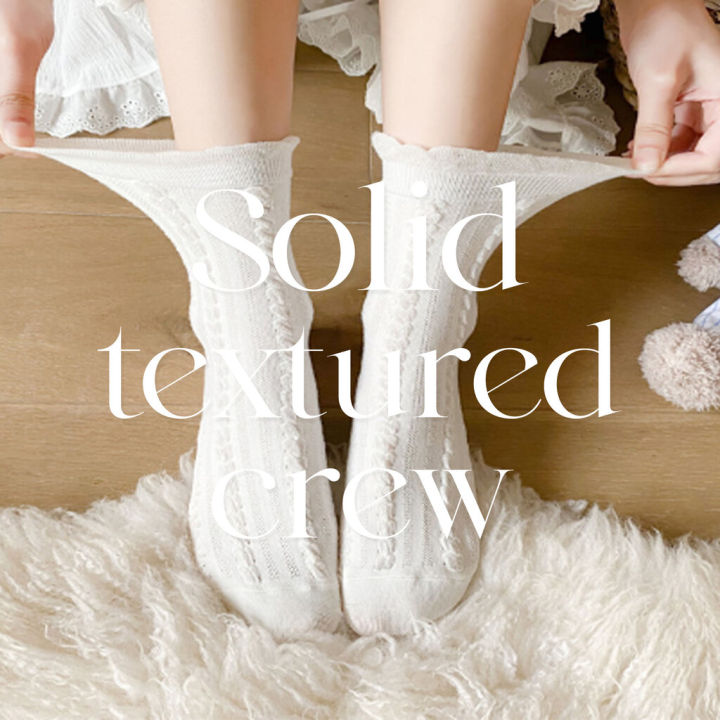 emmtee.emmbee - ถุงเท้า Solid textured crew | Lazada.co.th