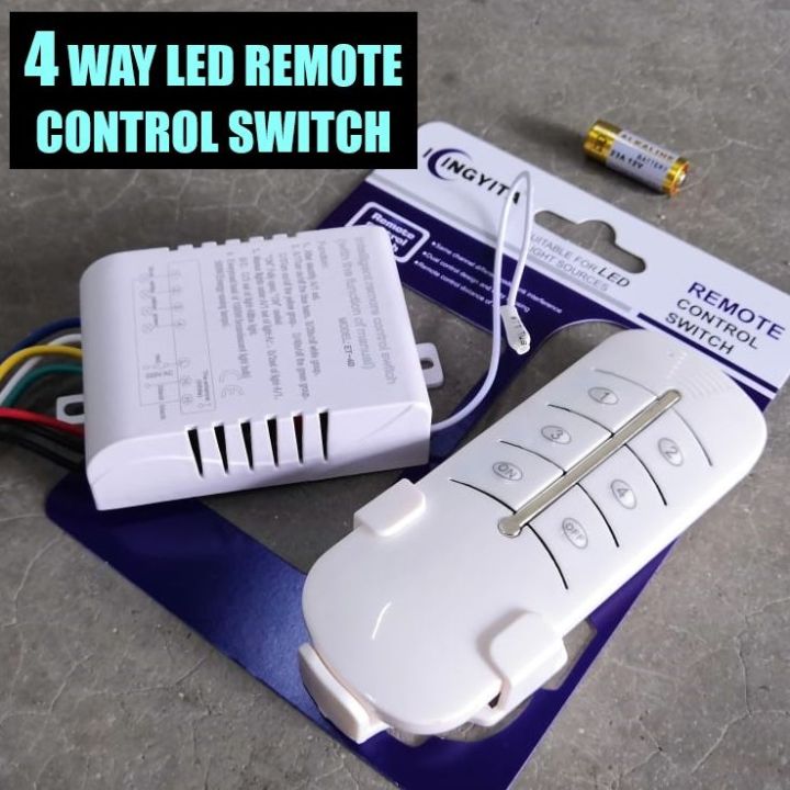 FREE BATTERY 4 Way 220V Wireless Receiver LED Lamp Light RF Remote ...