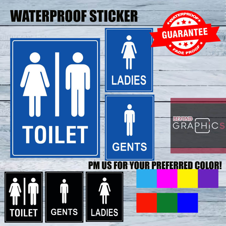 BG Restroom Toilet Room Sticker Sign PVC Sticker Waterproof (5 x7 ...