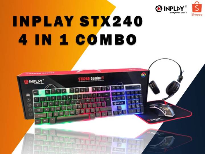 INPLAY STX 240 Gaming Keyboard And Mouse with Headset Mouse Pad Combo ...