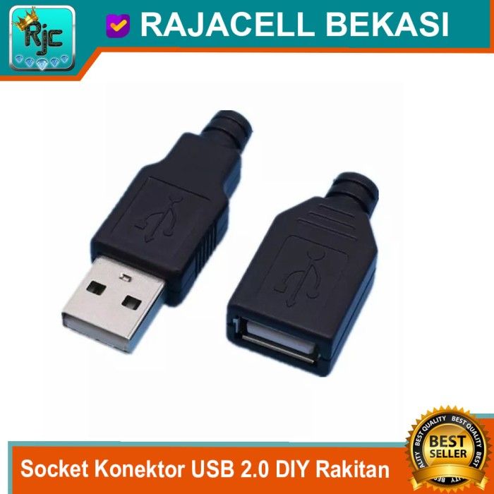 Socket Konektor USB 2.0 DIY Rakitan Housing USB Type A Male Female ...