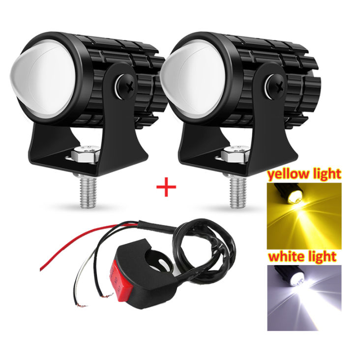 Mini Driving Light for Motorcycle High and Low Yellow / White Led Auxiliary Lights Version 2 ...