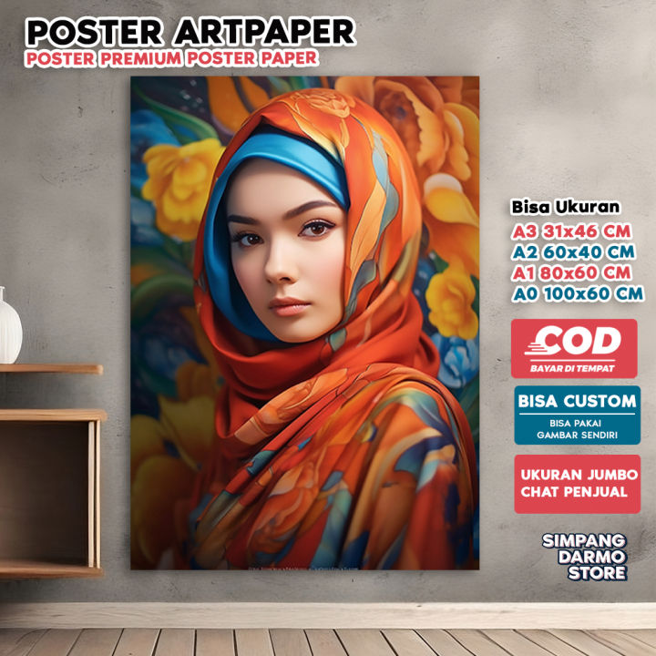 Poster Hijab Muslimah Kamar Cewek Kerudung Cantik bisa cetak custom ...