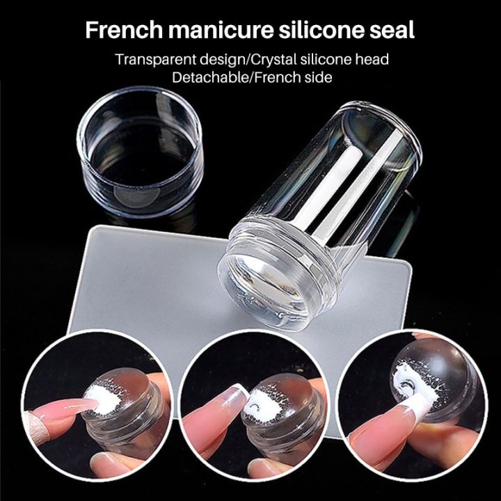 Silicone Transparent Nail Stamping Plate Kit with Template Seal Stamper ...
