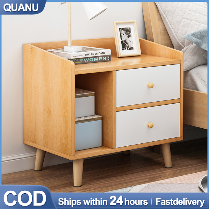 QUANU Bedside Table With Drawer Storage Cabinet Rack Kecil Tepi Katil ...
