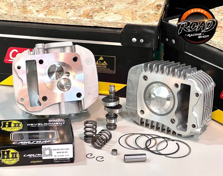 เสื้อลูกฝาสูบเวฟ125iปลาวาฬ-LED/MSX 57 mm. เเคมเฮงสุพรรณ พร้อมสปริงวาล์ว ลูกสูบหัวนูนปาดหัว หลบ ...