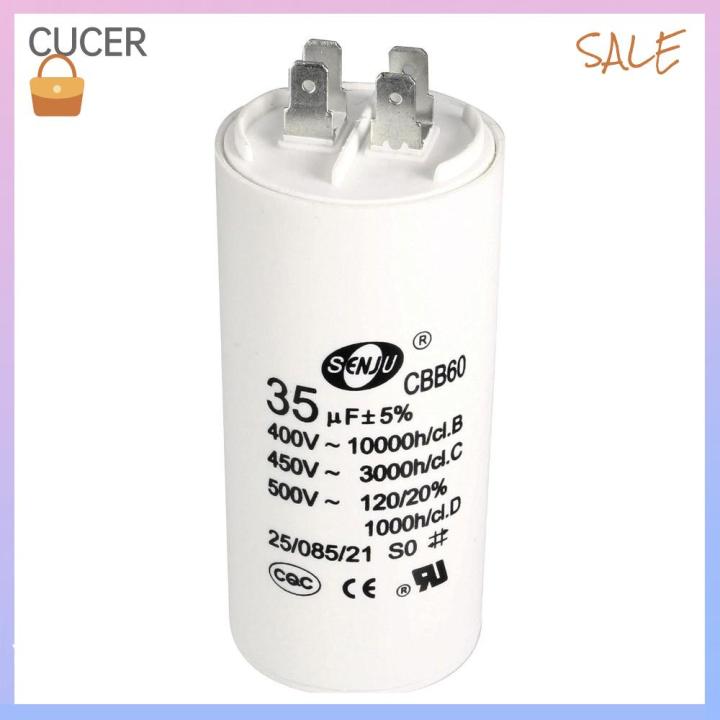 CBT 35uF 450V AC CBB60 Run Capacitor 50/60Hz Cylinder Double Insert ...