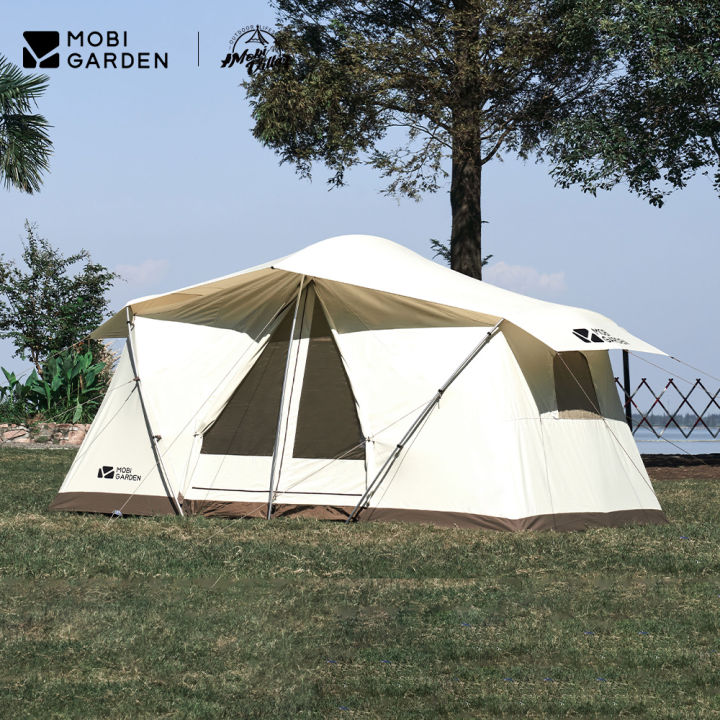 MOBI GARDEN Era205/Era240 Camping Tent Family Glamping Cotton Tent Waterproof Anti-UV Outdoor ...