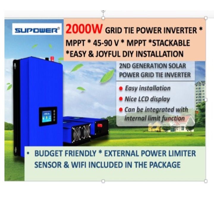 SUN SERIES 2000W Solar GRID TIED INVERTER GENERATION 2 45-90V MPPT plus ...