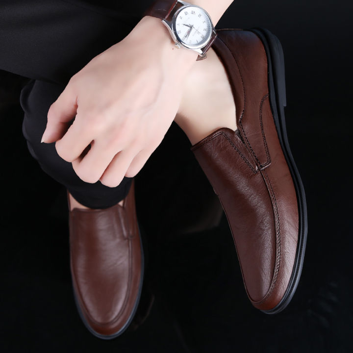 Hush-Puppies Casual Cow Leather Shoes for Men New Style Fashion Brown ...