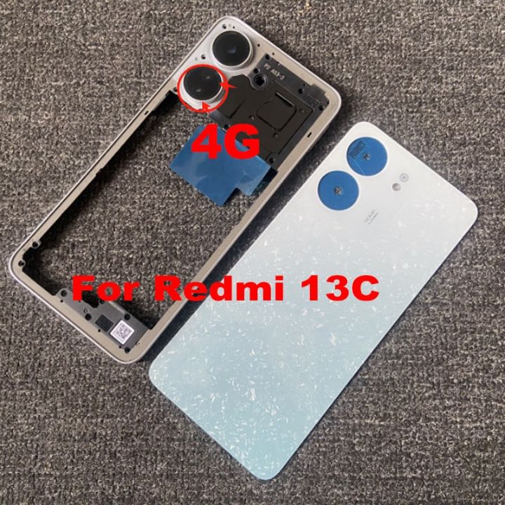 Full Housing For Xiaomi Redmi 13C Back Battery Cover Rear Case + Middle ...