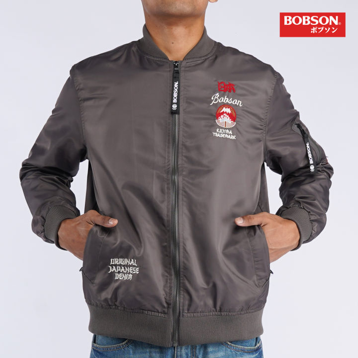 Bobson Japanese Men's Basic Bomber Jacket With Back Print Graphic ...