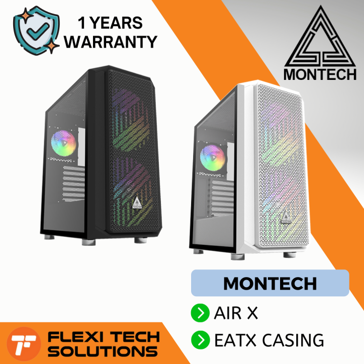 Flexi Tech MONTECH AIR X ARGB E-ATX Case Black & White PC Desktop Casing | Lazada