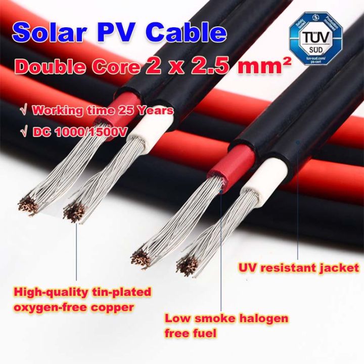 Double-Core 2x2.5mm² Solar Cables used in Solar Power Plant | Lazada PH