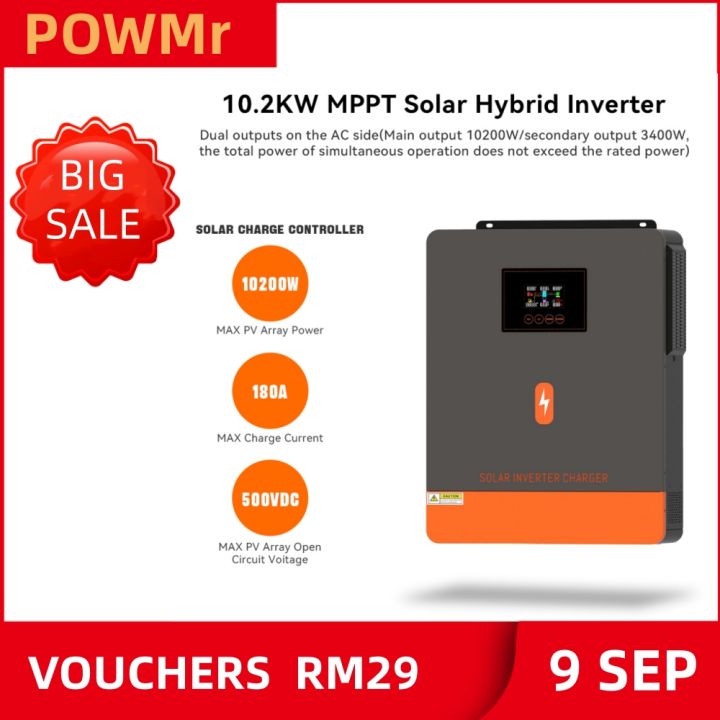 [Flash Sale]PowMr MPPT 10.2kw on-grid /off-grid hybrid inverter 48Vdc 230VAC PV Panel Input ...