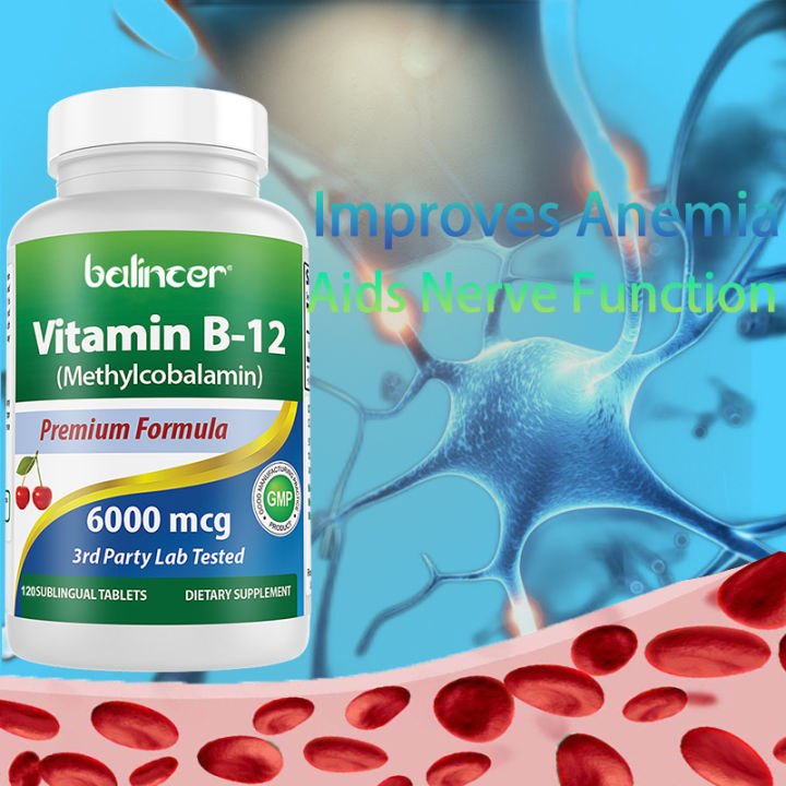 Vitamin B-12 Complex Supplement - 6000mcg - 120 Capsules - Improves ...