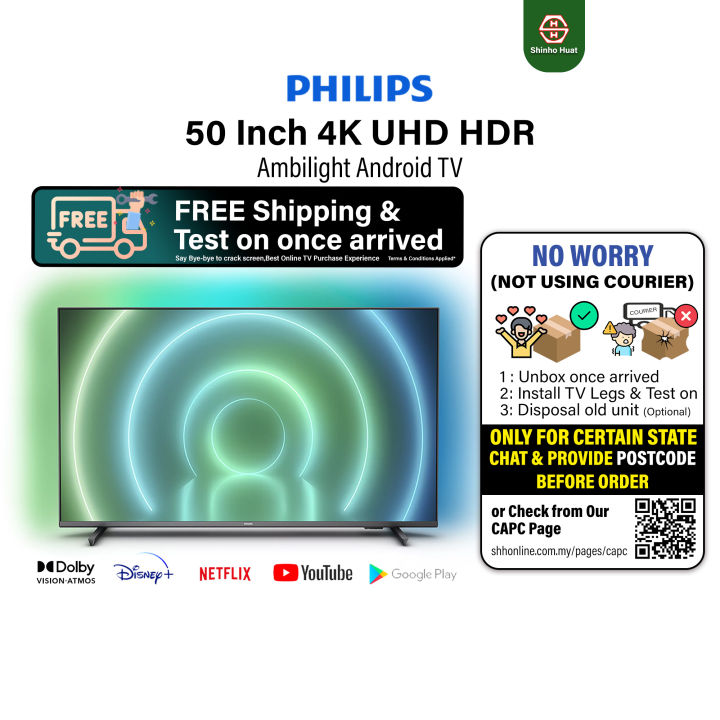 Philips 50 Inch 4K UHD HDR Ambilight Android TV 50PUT7906 | Lazada