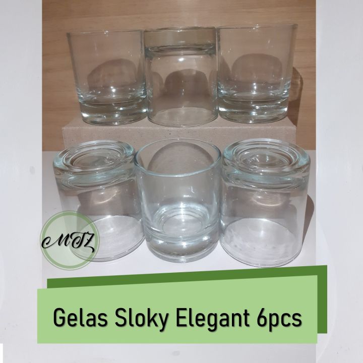 Gelas Sloki Polos 6Pcs (LU-03) Tinggi 6.5cm Diameter 5cm / Gelas Kaca ...