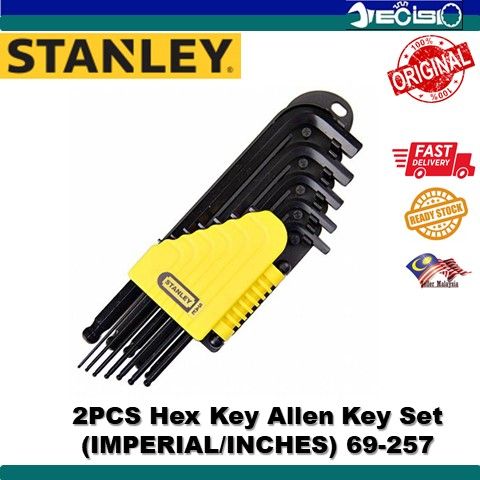 Stanley 12PCS Hex Key Allen Key Set (IMPERIAL/INCHES) 69-257 | Lazada
