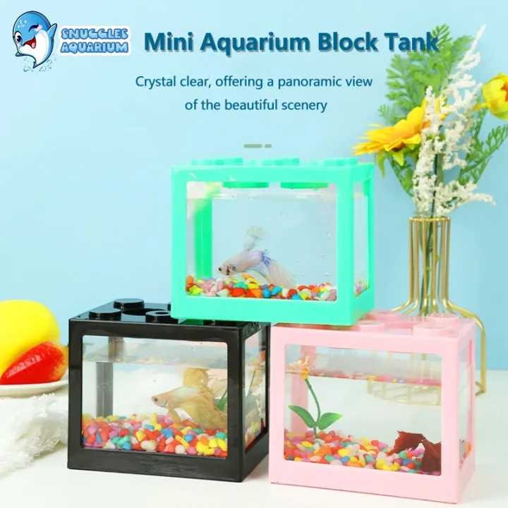 Mini Aquarium Block Tank Betta Guppy Fish Tank Building Block | Lazada PH