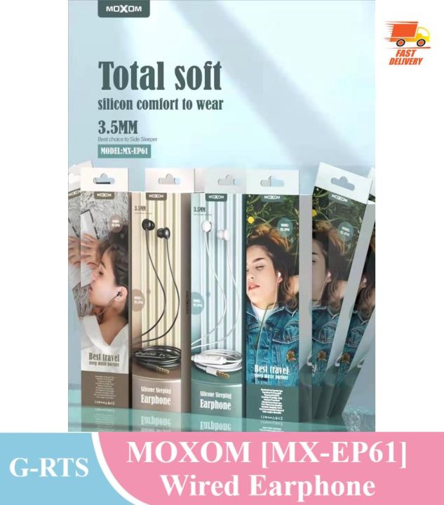 MOXOM [MX-EP61] Best Travel Sleep Music Partner 3.5mm In-Ear Earphone with Mic | Lazada